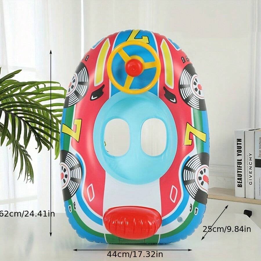 1pc Inflatable Pvc Racing Car Shaped Pool Float With Decorative ...