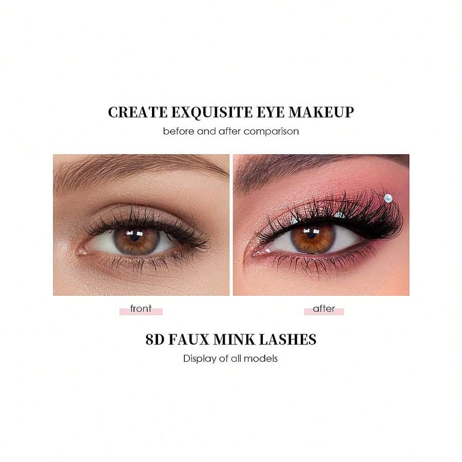 5pairs Fox Eye Style False Eyelashes With Black Band & Pearl Decoration ...