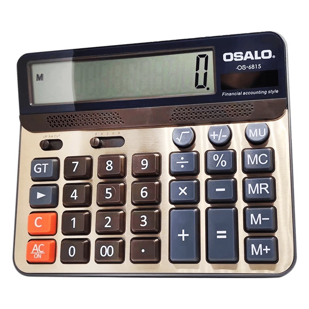 OSALO Gold Black Desk Calculator With Large Key Buttons, 12 Digits ...