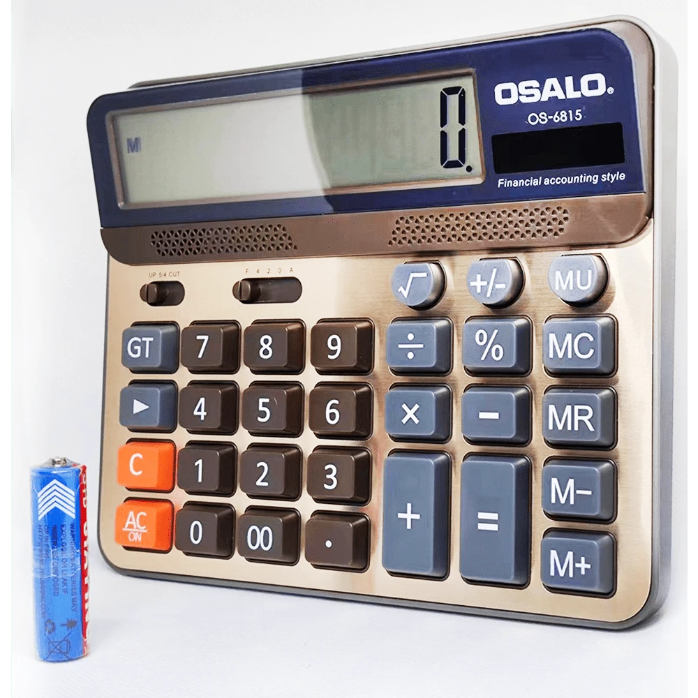 OSALO Gold Black Desk Calculator With Large Key Buttons, 12 Digits ...