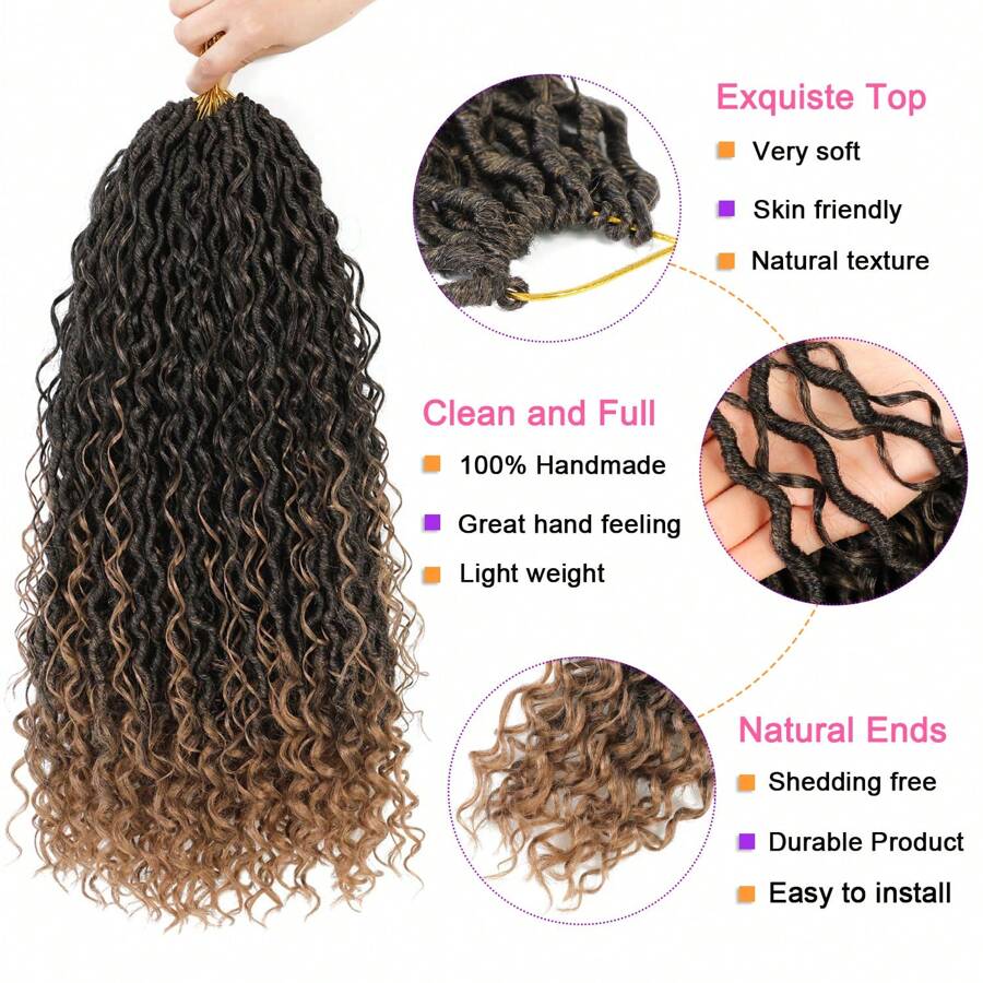1 Pack Soft Goddess Curly Faux Locs Crochet Hair, 24 Inch Black & Gold ...