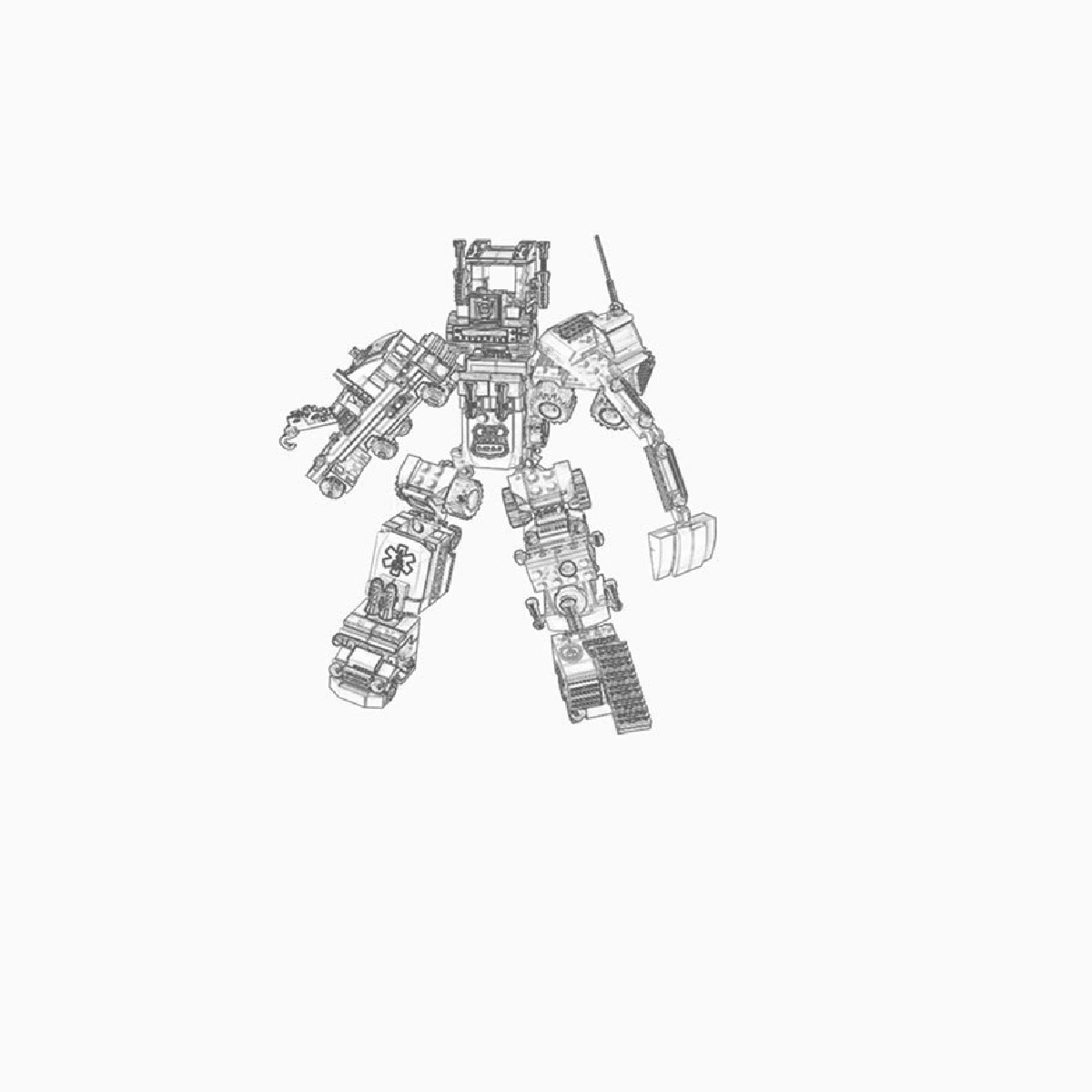 482pcs 6 In 1 Transform The Robot Strong Engineering Robots Assemble Small Particle