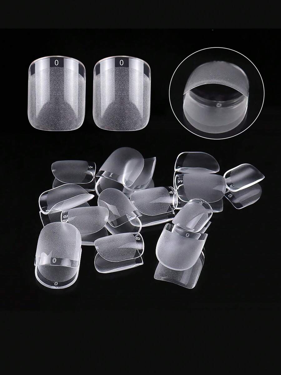 Extra Short Square Fake Nail Tips Half Matte Acrylic Pre Filed Soft