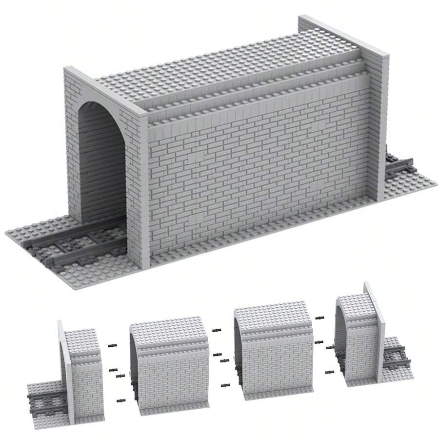 Train Cave Building Blocks Set, MOC Train Track Railway Tunnel Scene ...