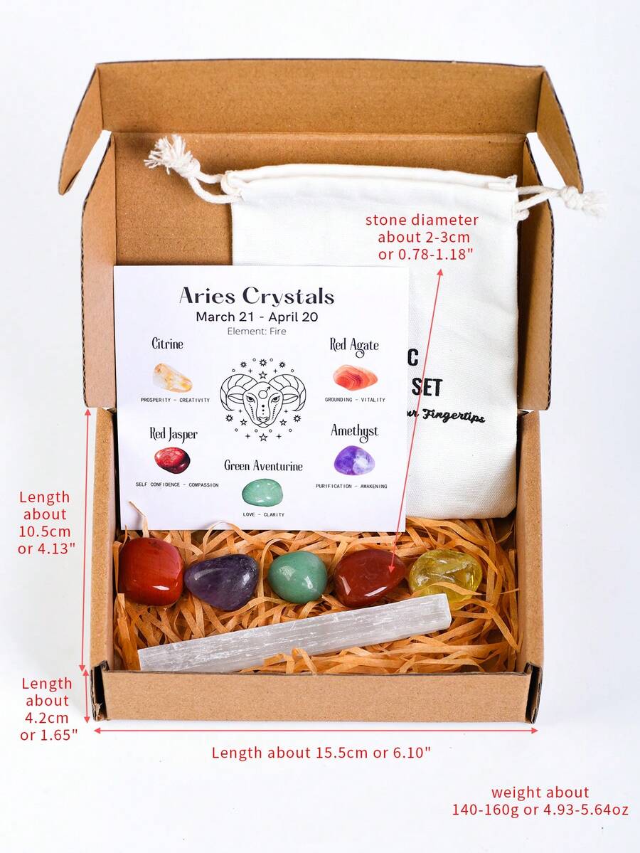 Natural Crystal Gift Box, 12 Constellation Healing Crystal Box, Natural ...