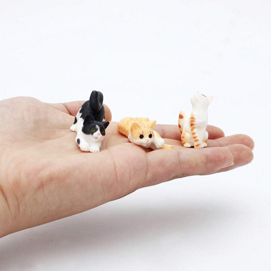 18 Pieces Mini Cats Figurines Playset Hand Painted Tiny Cats Realistic ...
