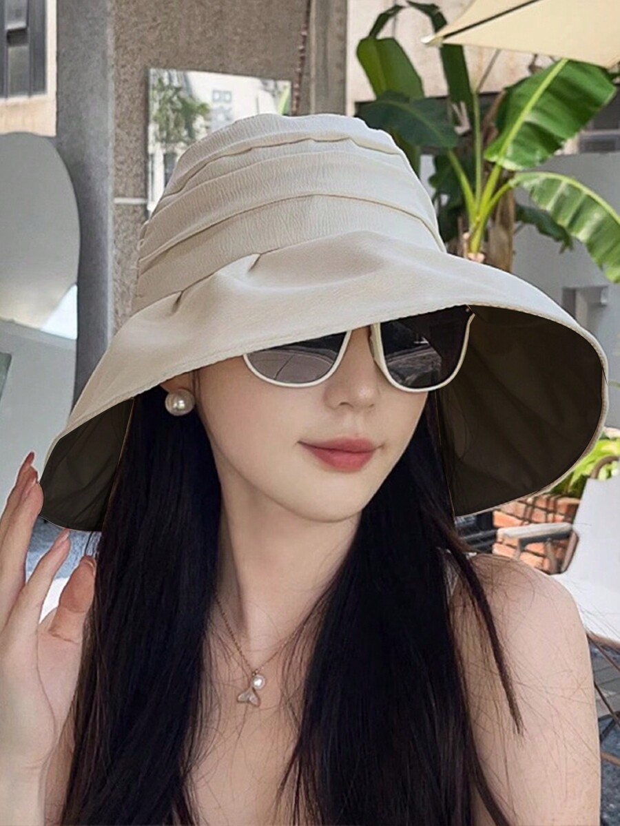 1pc Women Summer Foldable Fishing Hat Wide Brim Cover Face UV ...