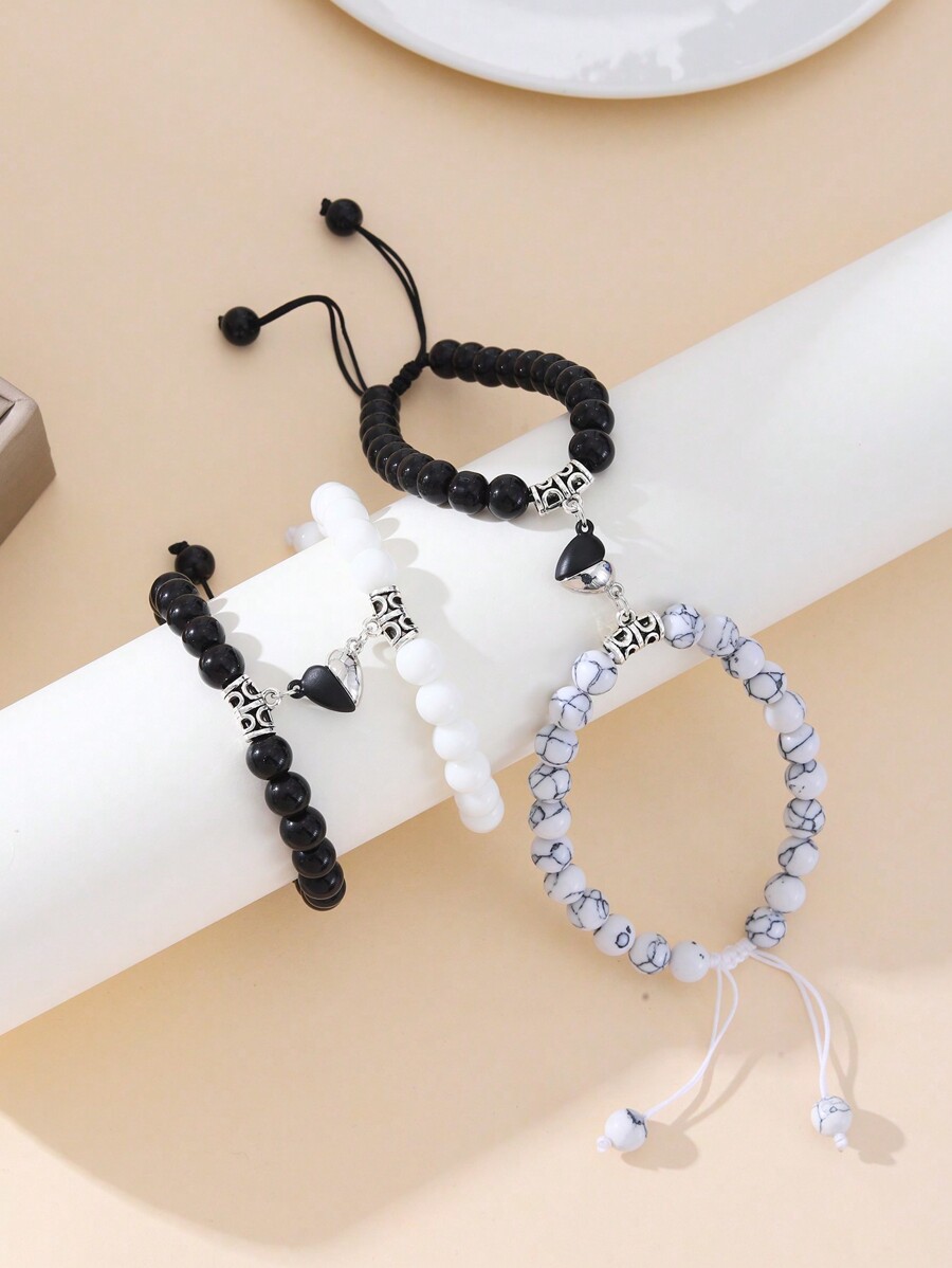 2pcs/Set Magnet Couple Bracelets For Woman Men Romantic Heart Matching ...