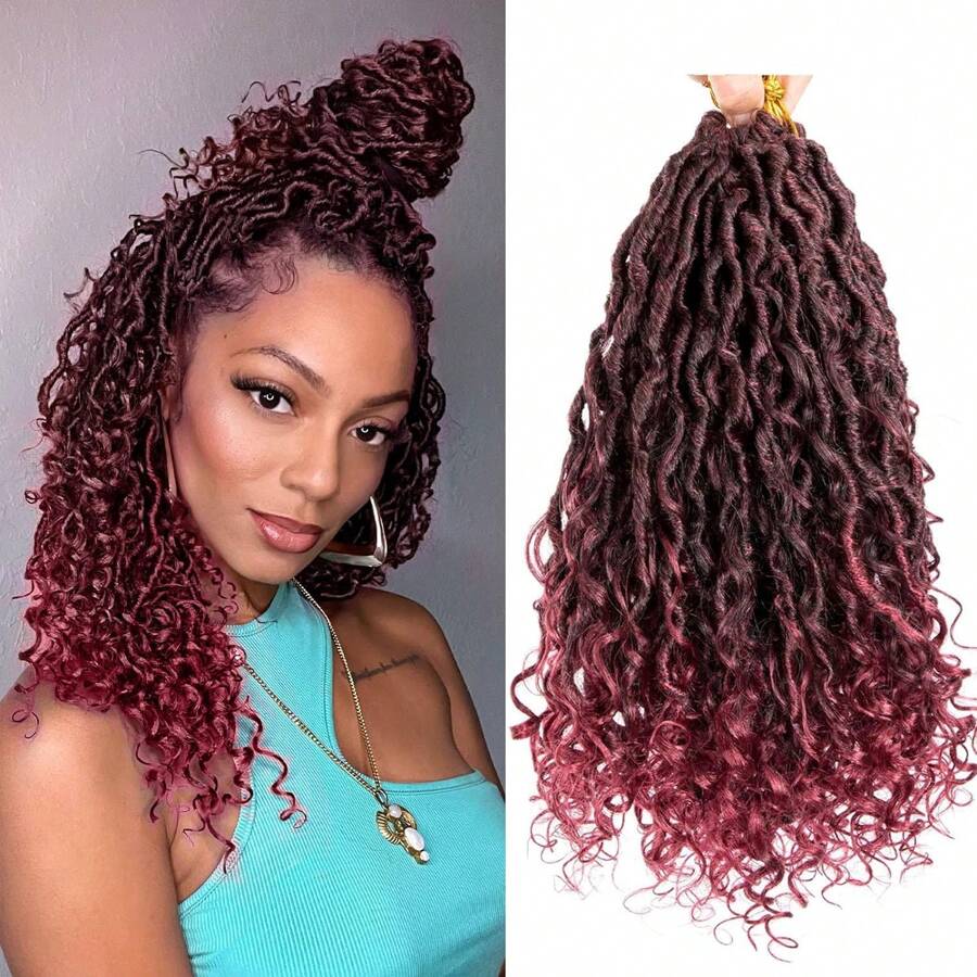 1 Pcs 14 Inch Goddess Locs Crochet Hair Pre Looped Faux Locs Crochet ...