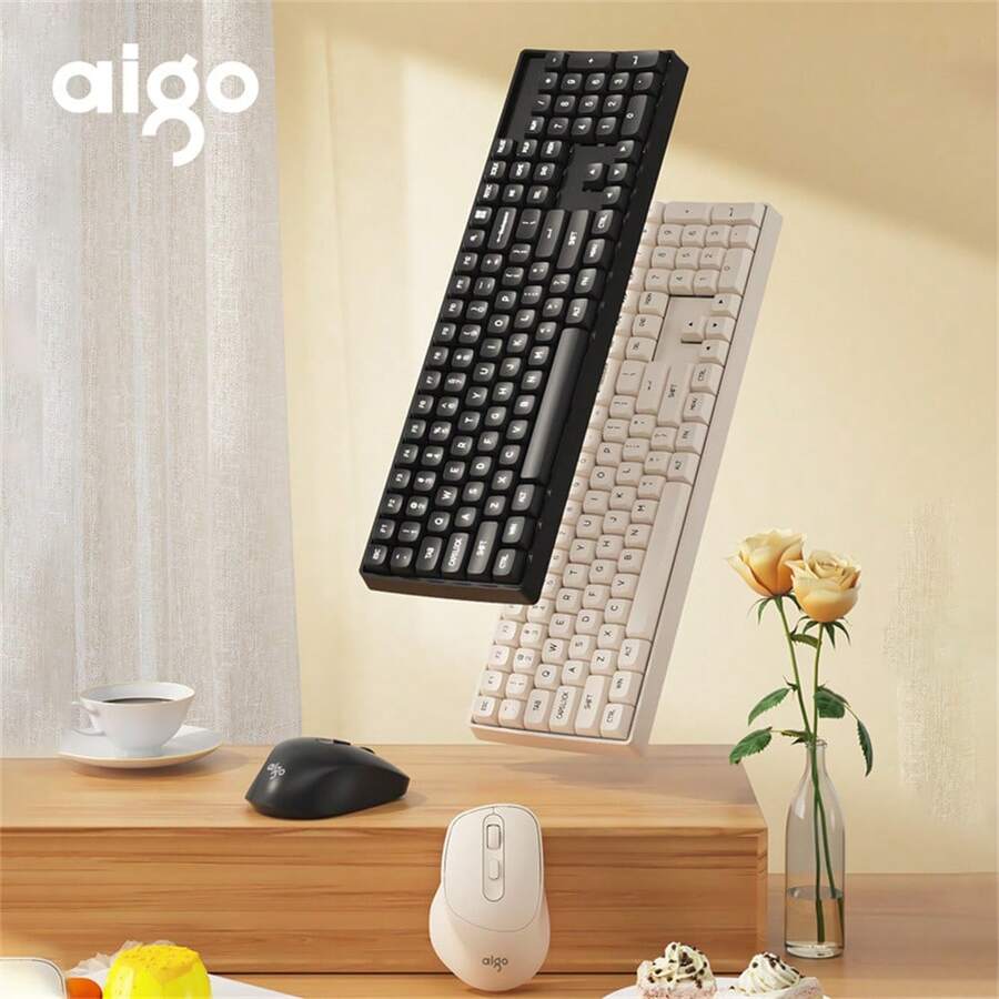 aigo Aigo Ck104 Conjunto De Teclado Mecânico E Mouse 60% 2,4g Sem Fio Para Jogos, Interruptor ...