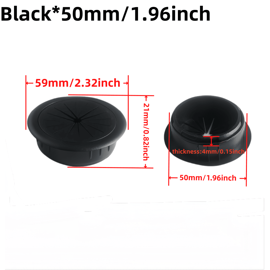 2 Pcs 50mm(1.96inch) Opening Diameter Plastic Desk Grommet, Black Desk ...