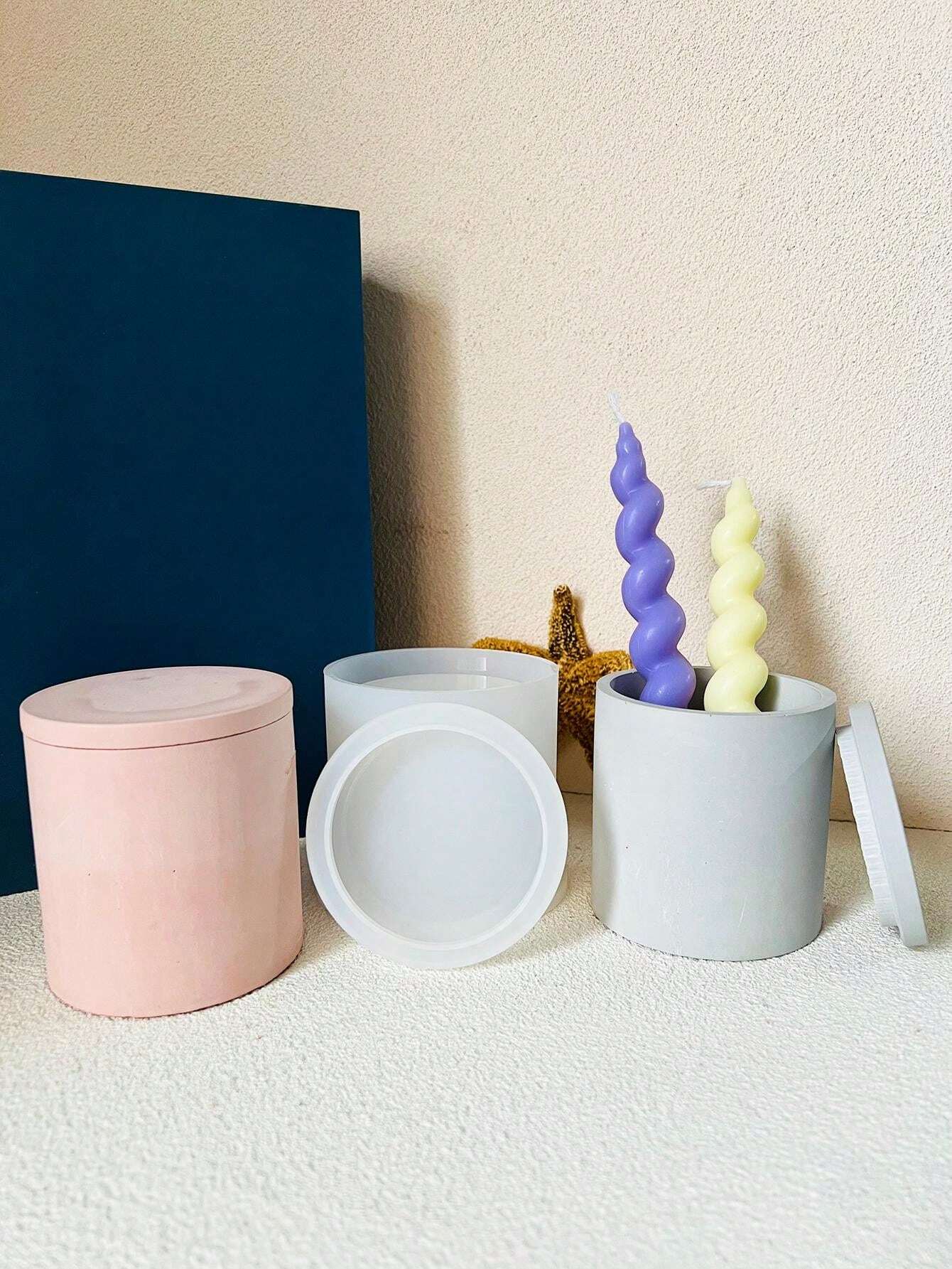 Moule À Silicone Pour Bougie En Ciment Diy 250ml, Moule Pour Vase À Bougie En Béton Fait À La ...