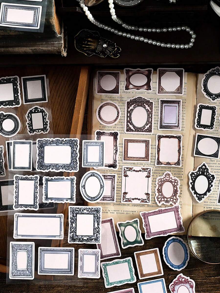 1 Pack, 2 Sheets Per Pack, Vintage Frame Design Memo Sticker Label For ...