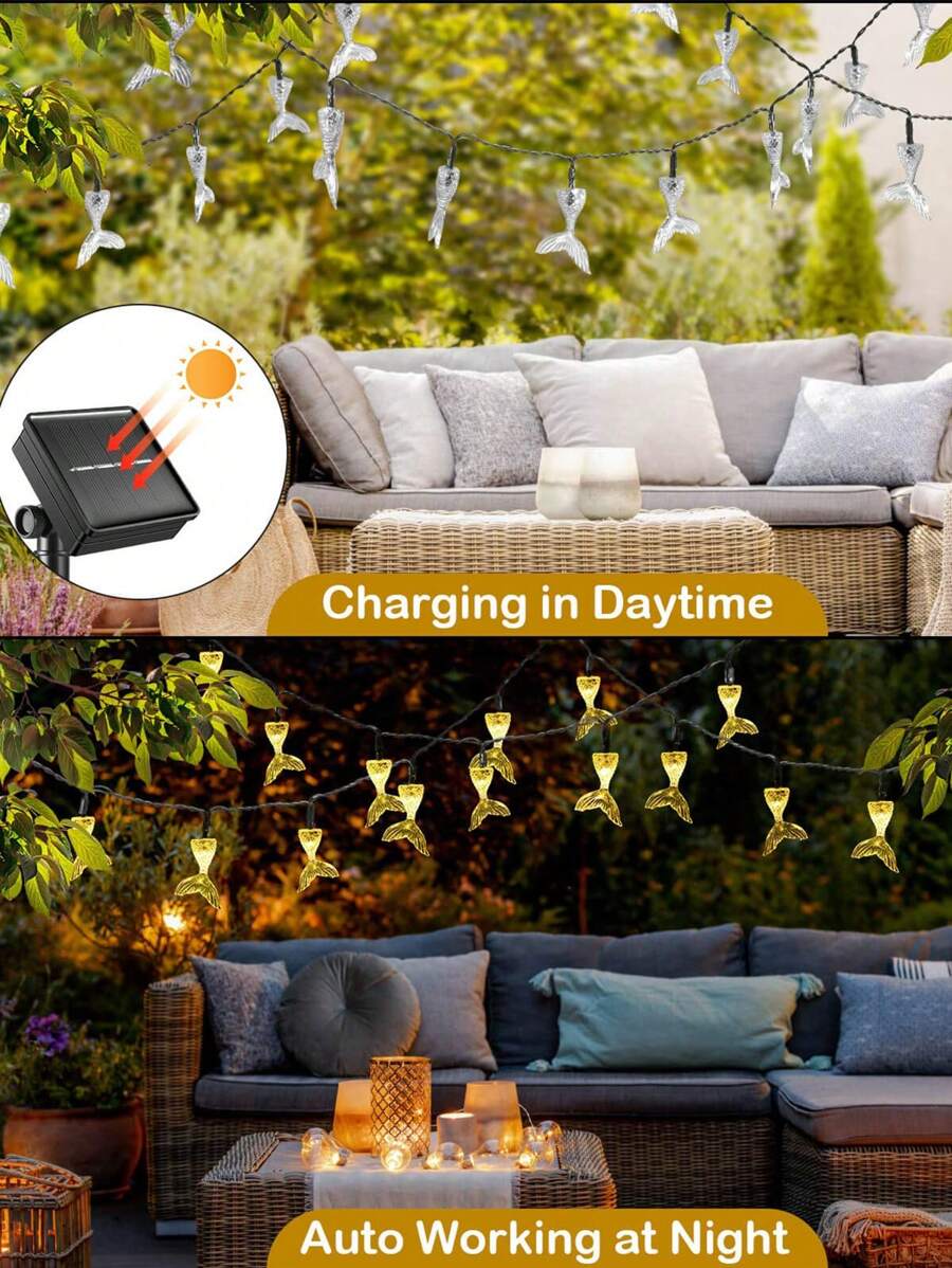 1pc-20 Lights Solar Light String Outdoor Waterproof LED Tail Light ...