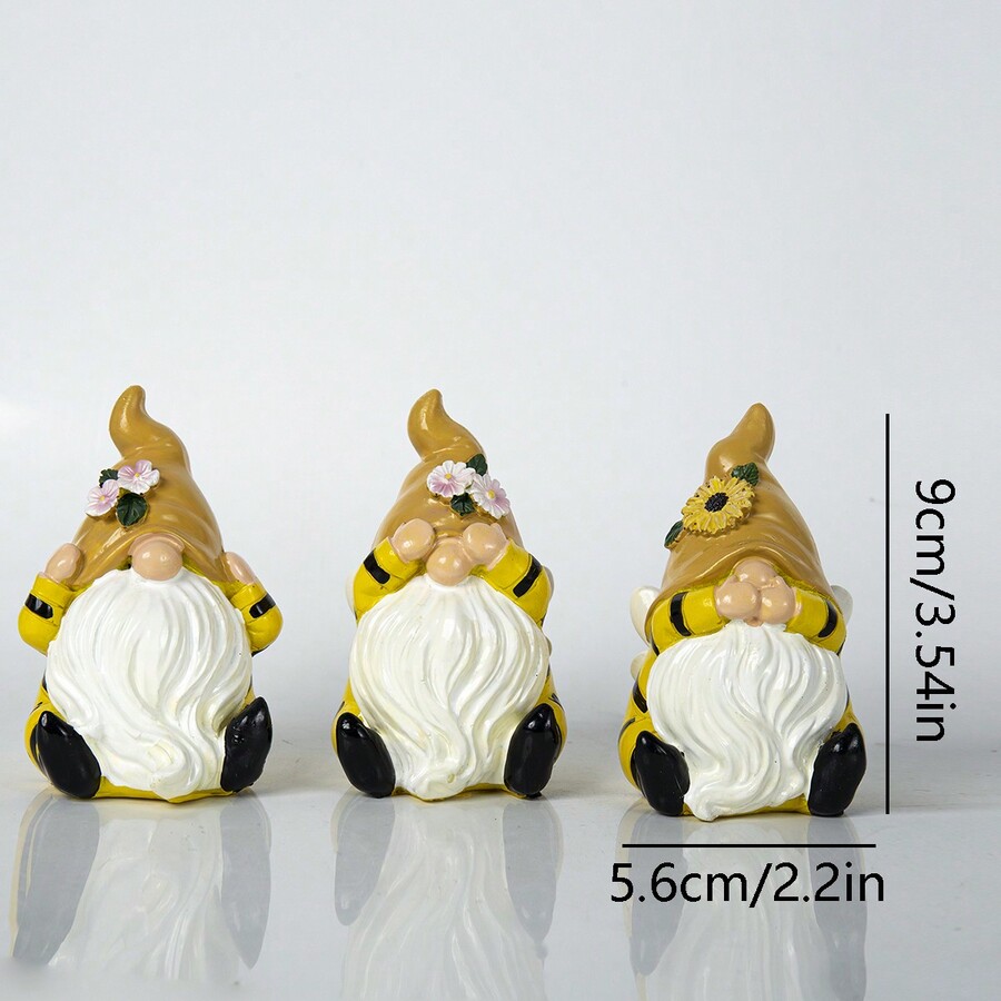 1pc Creative Three Wise Bees White Mustache Old Man Statue For Home, Garden Decoration And Gift ...