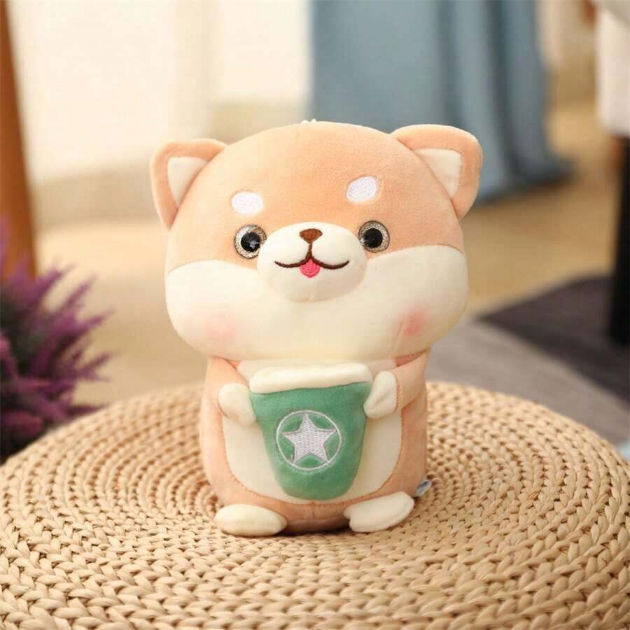 1pc Lovely Stuffed Dog In A Milk Tea Cup, Cute Plush Dog Tea Cup Doll ...
