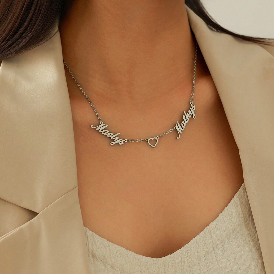 Personalized Couple Name Necklace With 2 Names Customized In Heart ...