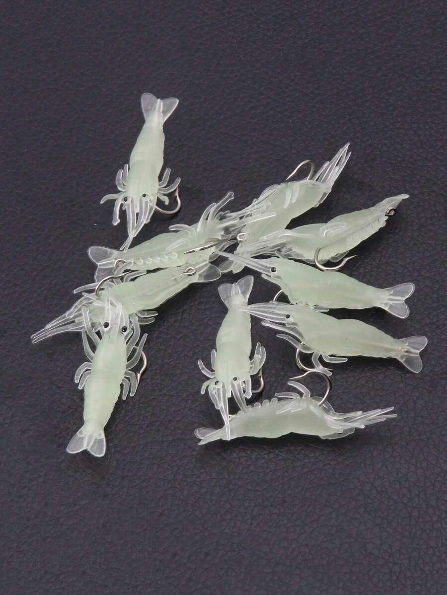 10pcs Glow In The Dark Bionic Shrimp With Spiny Hook Design, Strong Smell Bait Mini Bait ...