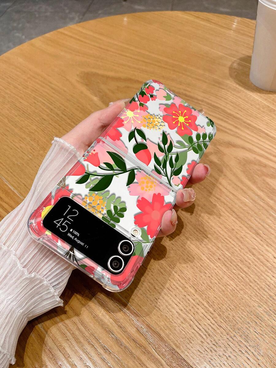 Colorful Flower Design Shock-Resistant Phone Case With Four Corners ...