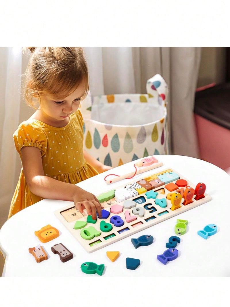 Montessori Wooden Number Puzzle Shape Sorting Activities Toys For 1 2 3 ...
