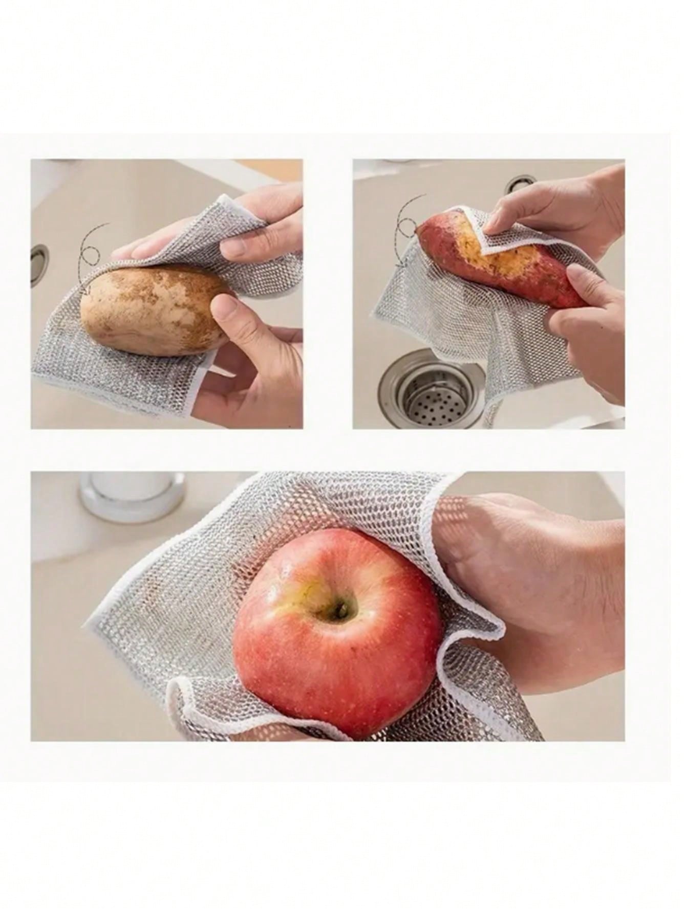 4pcs/Set Steel Wire Mesh Cleaning Cloth, Suitable For Kitchen Stove ...