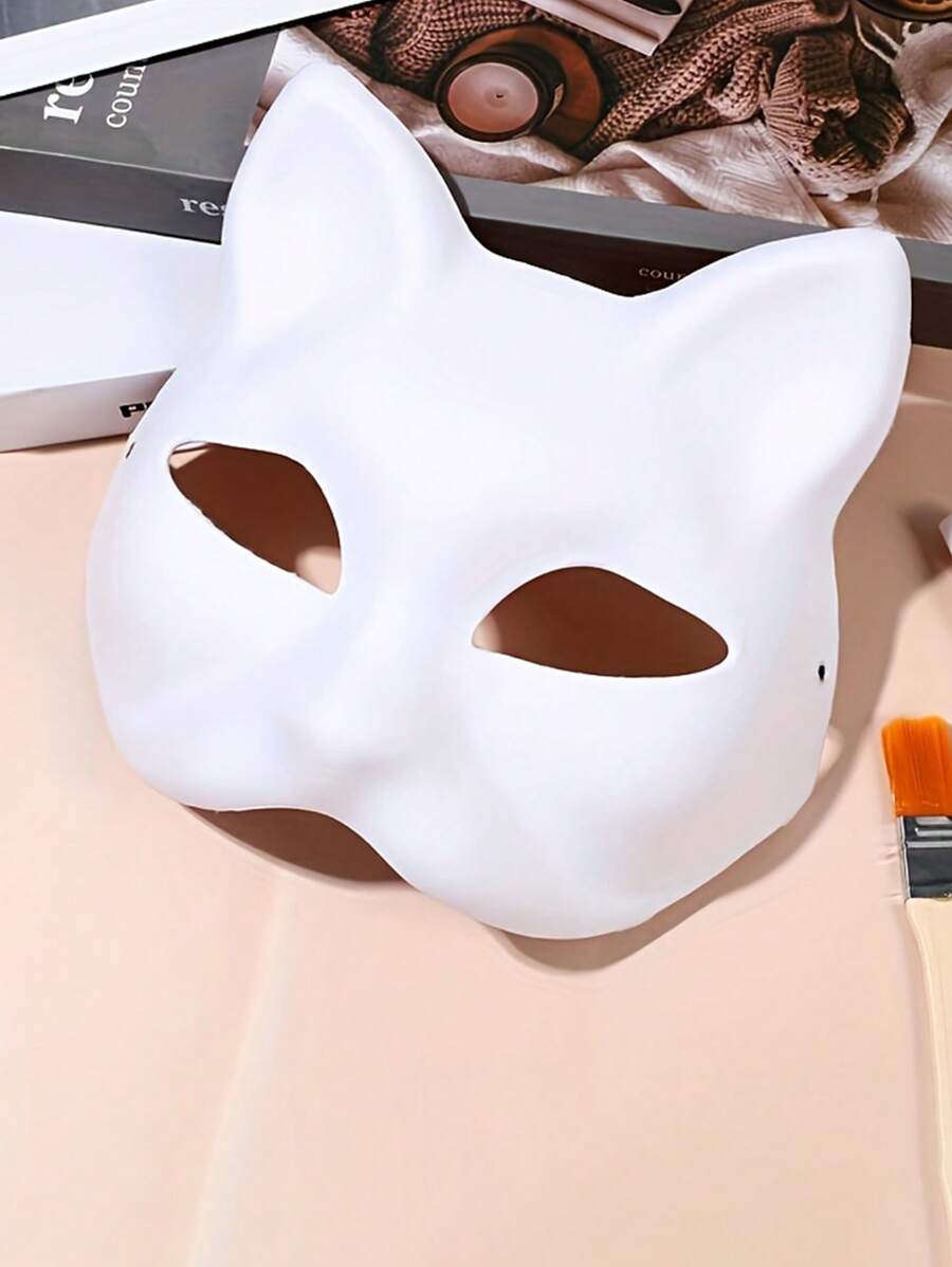 1pc White Paper Pulp Fox Mask With Chinese Jing Opera Facial Makeup ...