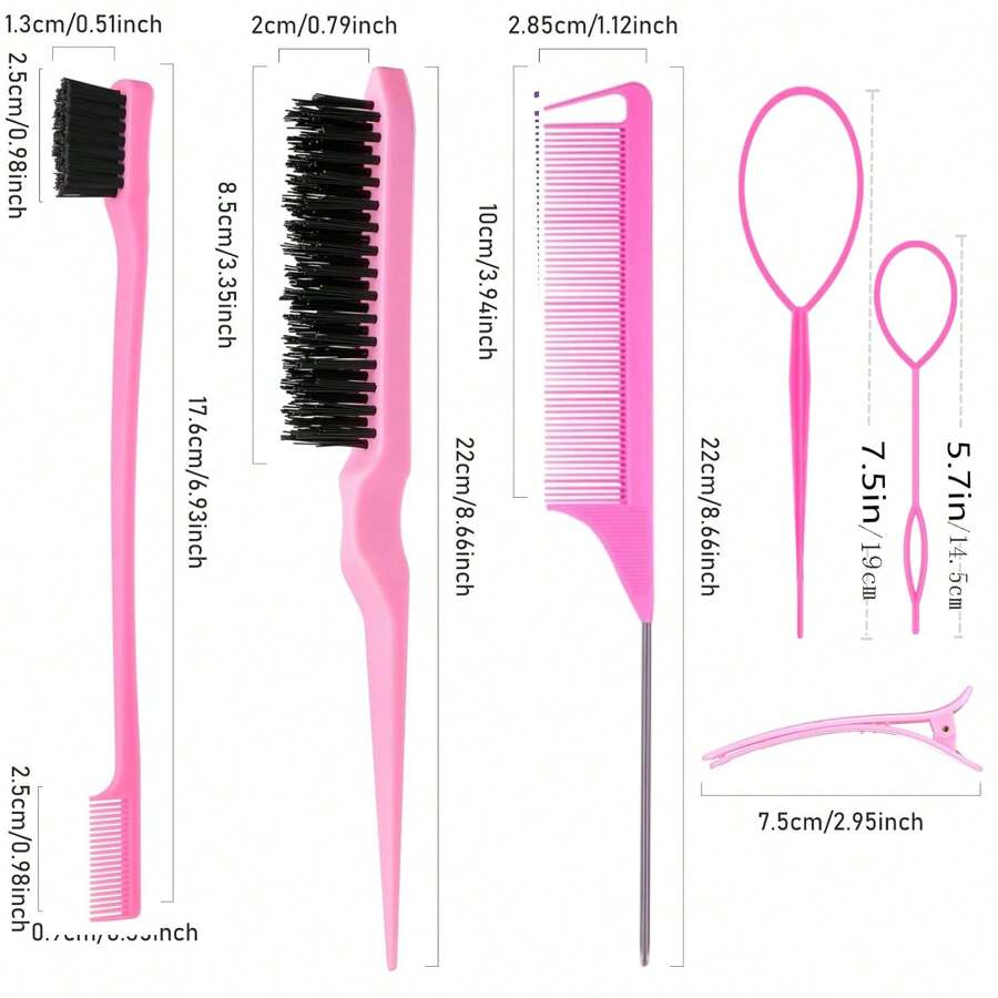 13 Pcs Hair Styling Comb Set Teasing Hair Brush Rat Tail Comb Edge ...