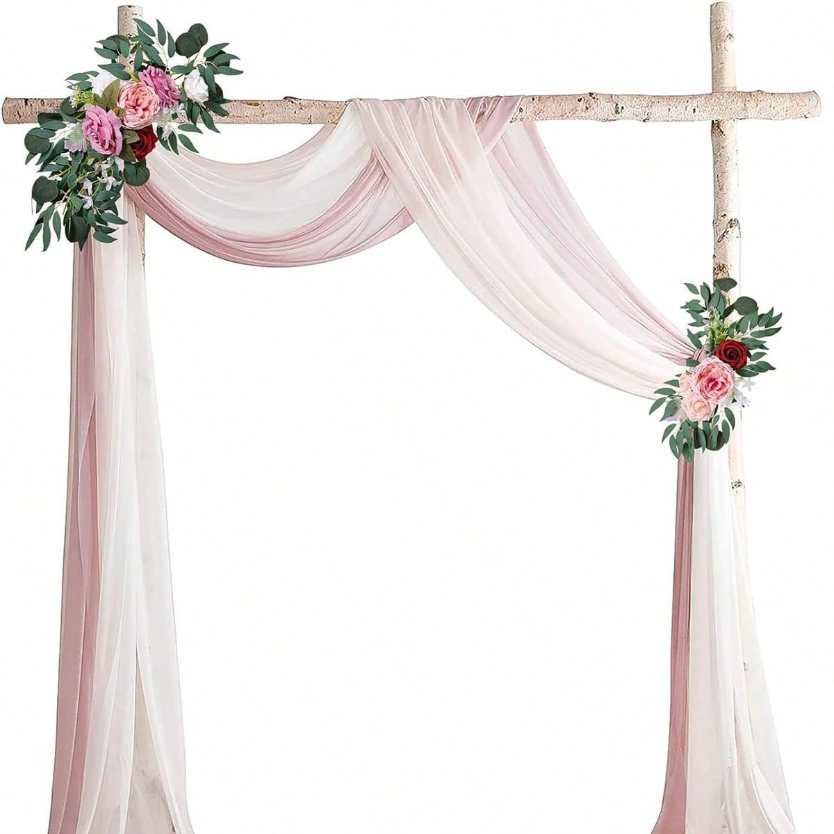 Artificial Wedding Arch Flowers Kit, Set Of 2 Faux Rose Flower Swags ...