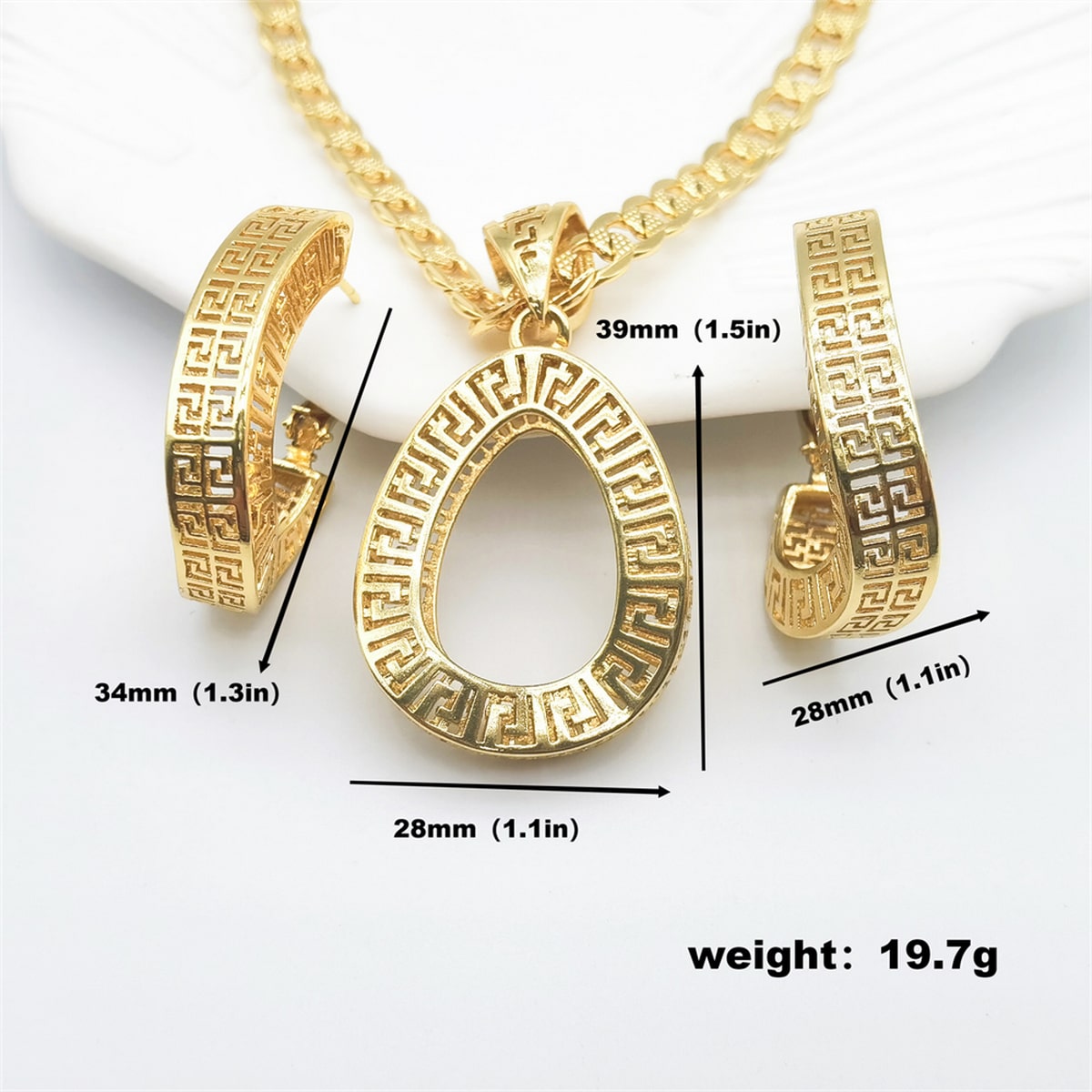 18K Gold Color Wedding Jewelry Set For Woman Dubai Golden Necklace ...