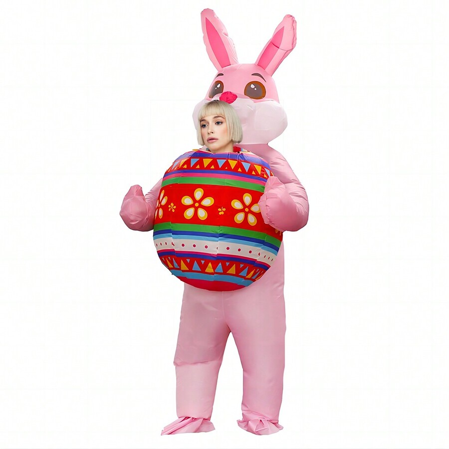 Inflatable Easter Bunny Costume For Adult, Full Body Air Blow-Up Deluxe ...