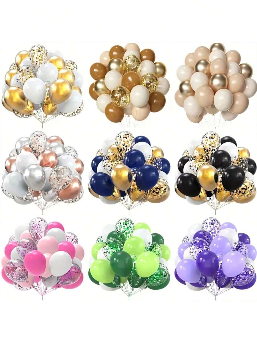 38pcs 12-Inch Latex Balloon Set With Metallic Shiny Balloons For ...