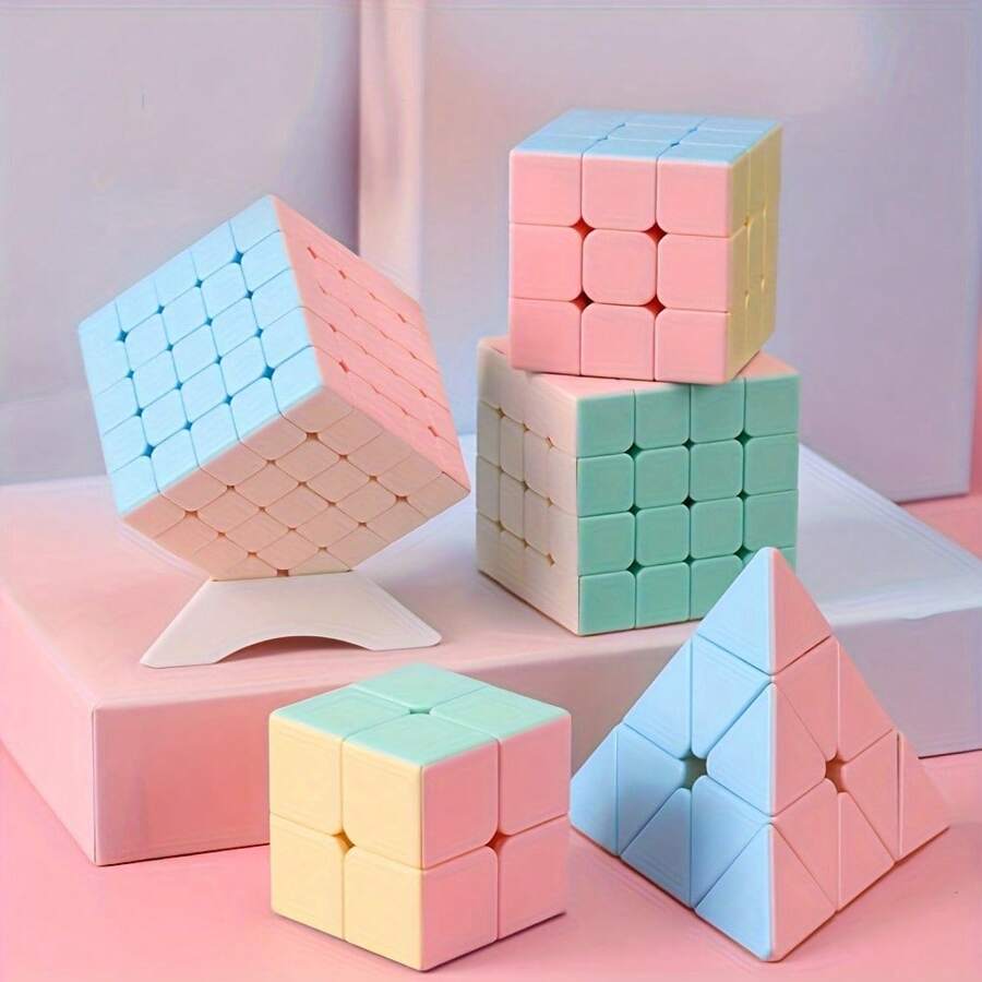 Macaron Series Speed No-Sticker Cube (2x2, 3x3, 4x4, 5x5, Pyramid, Smooth Rotation Puzzle Cube ...