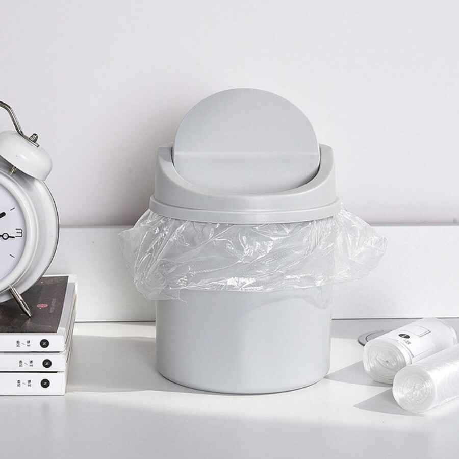 Mini Garbage Bin, Covered Small Trash Can, Plastic Desktop Waste Paper ...