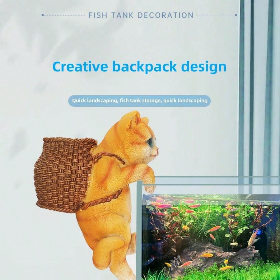 Aquarium Landscape Cat Shaped Backpack Hanger Fish Tank Decoration For ...