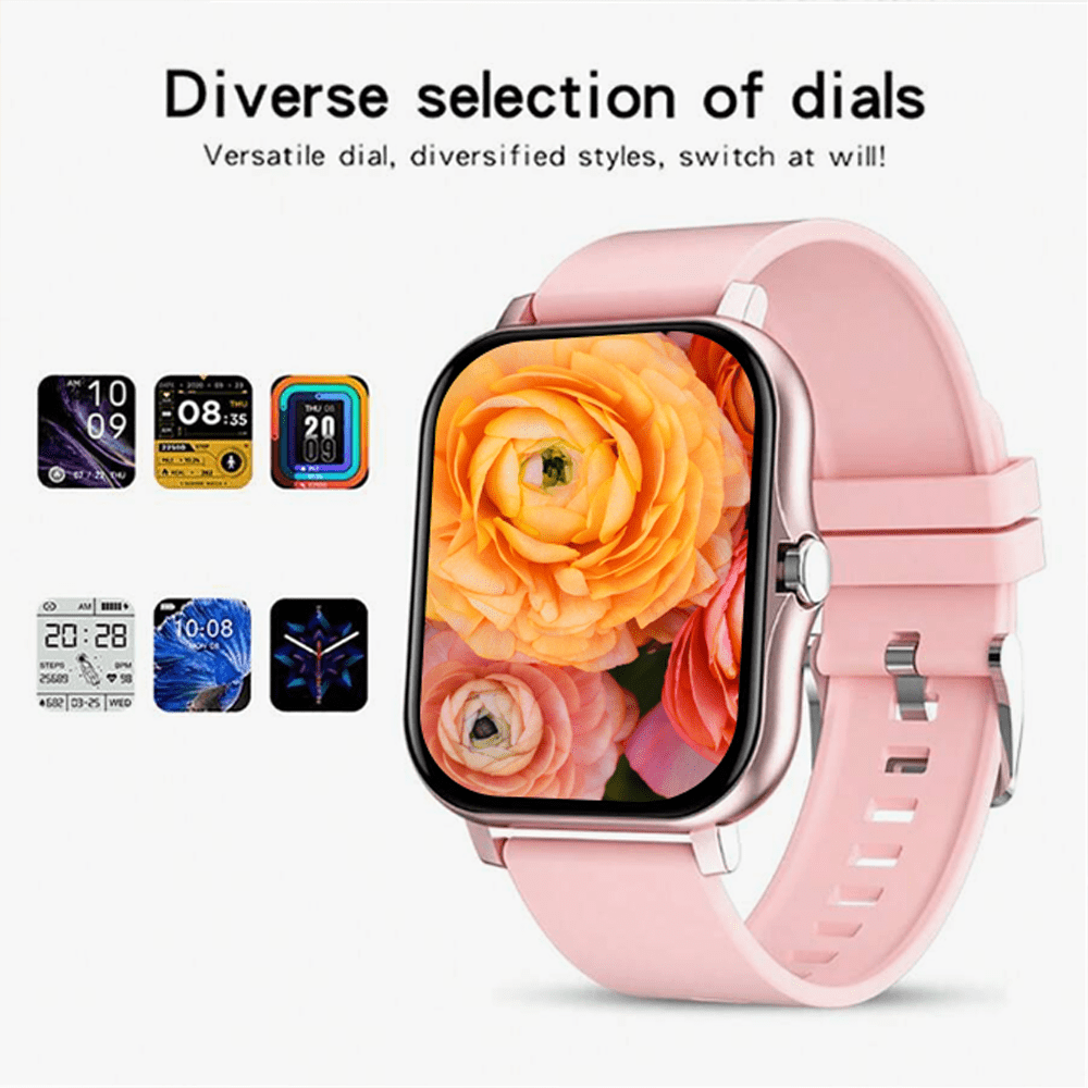 Full Touch HD Screen Multifunctional Smartwatch With Pink Silicone ...
