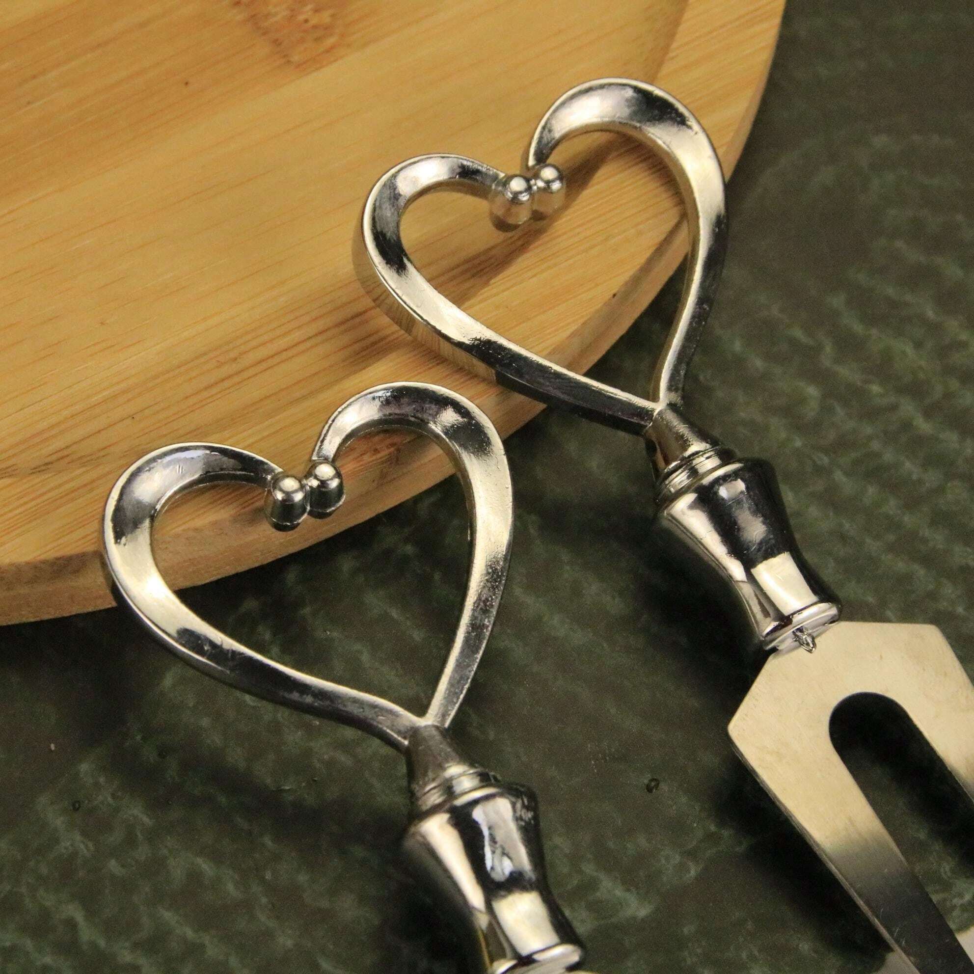 4Pcs Fruit Forks Stainless SteelSilver Hollow Love Hearts Short Forks ...