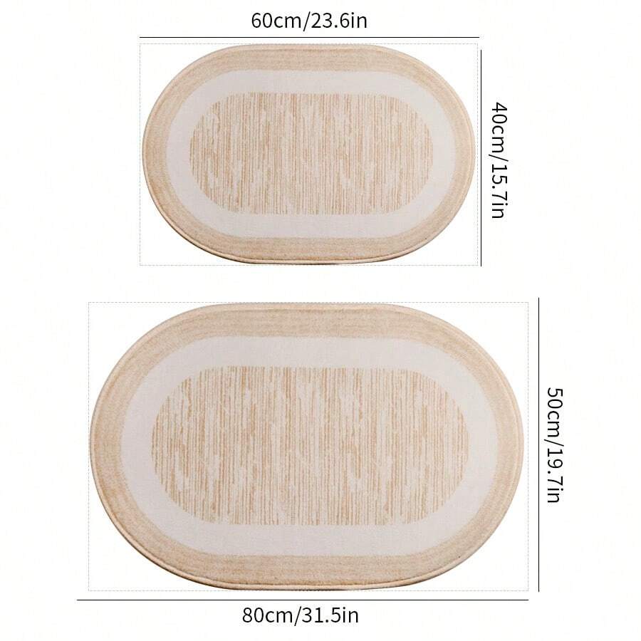 1pc Yellow Plush Bathroom Mat, Modern And Simple, Anti-Slip Elliptical ...