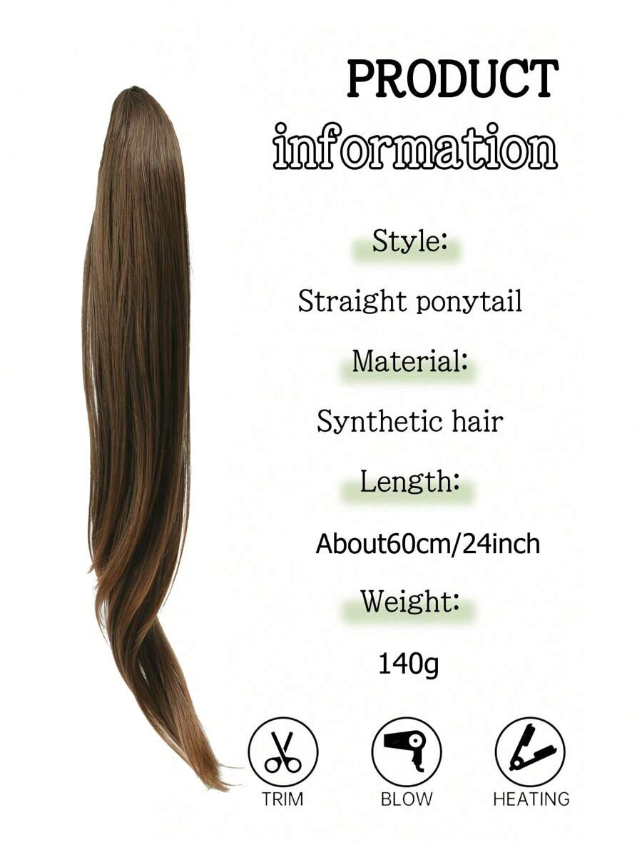 24 Inch Ponytail Wig Female Long Hair Grab Clip Hair Mesh Red High Ponytail Natural Micro Curly ...