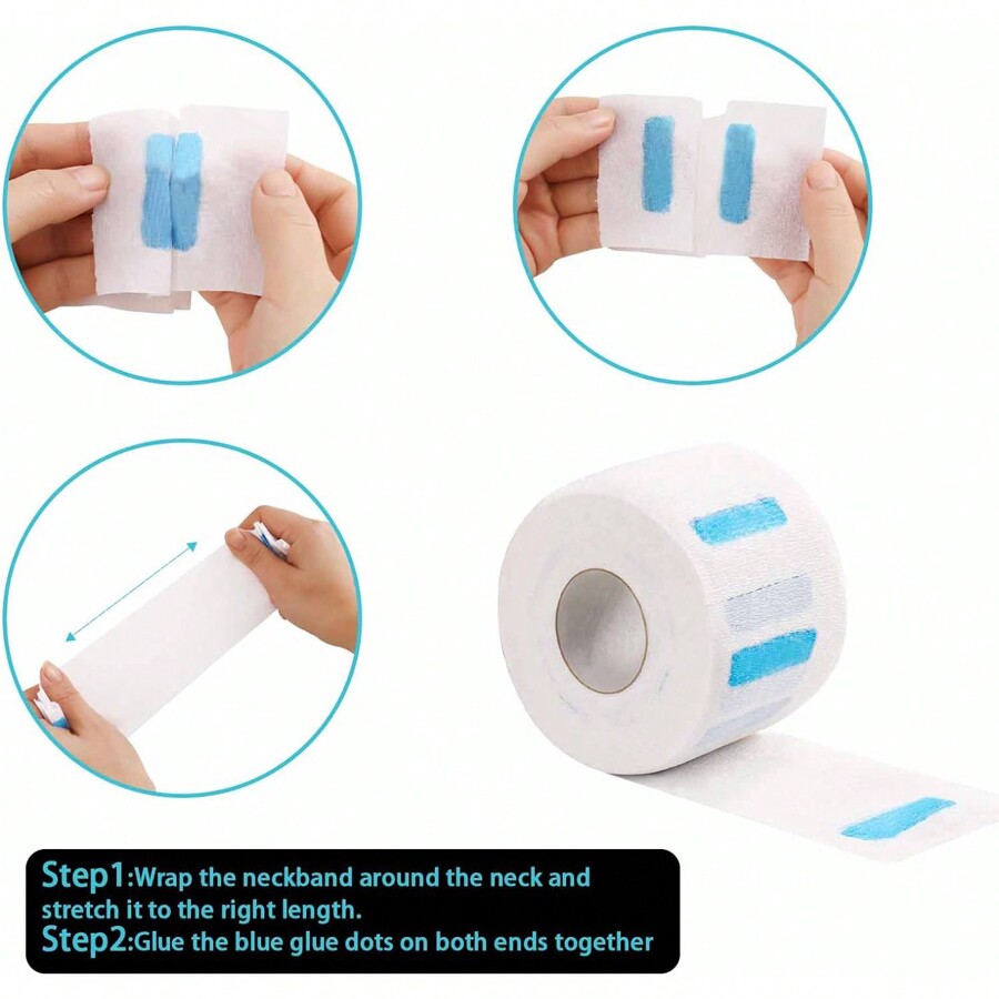 2 Rolls Disposable Hair Cutting Paper Neck Strips, Elastic Paper Neck ...