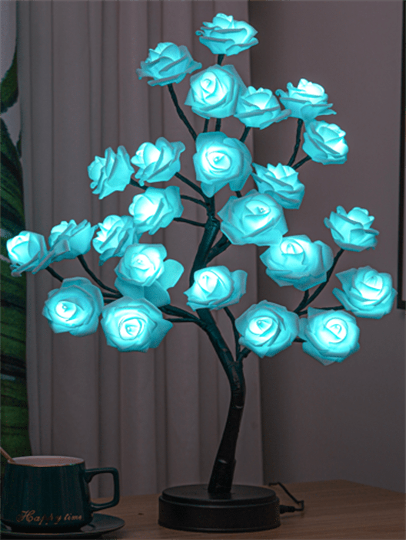 1pc Spring Rose Flower Led Night Light, Dual Powered By Usb And Battery ...