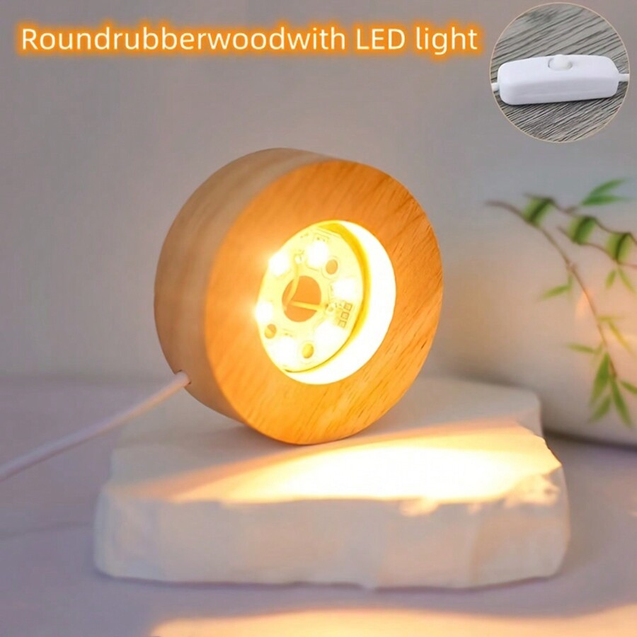 LED Solid Wood Lamp, DIY Romantic Night Light, Crystal Glass Lamp Base ...