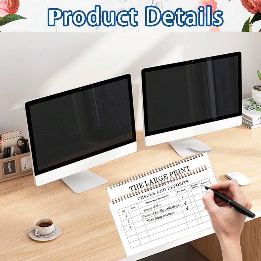 25 Sheets Check Registers For Personal Checkbook Large Print Low Vision ...