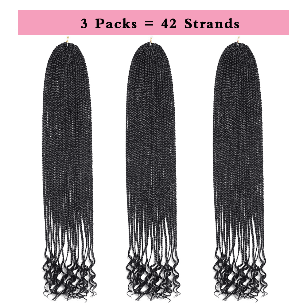 Crochet Box Braids Hair With Curly Ends 3 Packs Pre Looped Crochet ...