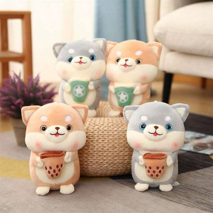 1pc Lovely Stuffed Dog In A Milk Tea Cup, Cute Plush Dog Tea Cup Doll ...