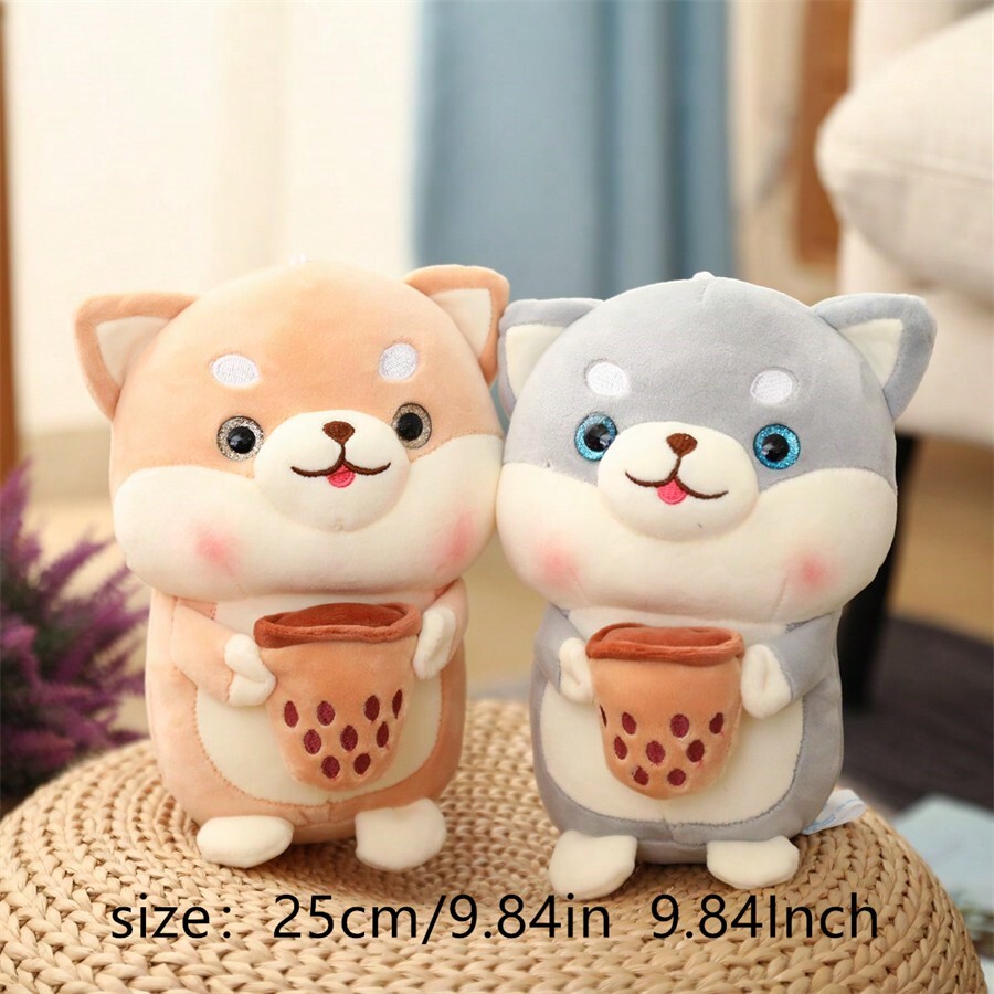 1pc Lovely Stuffed Dog In A Milk Tea Cup, Cute Plush Dog Tea Cup Doll ...