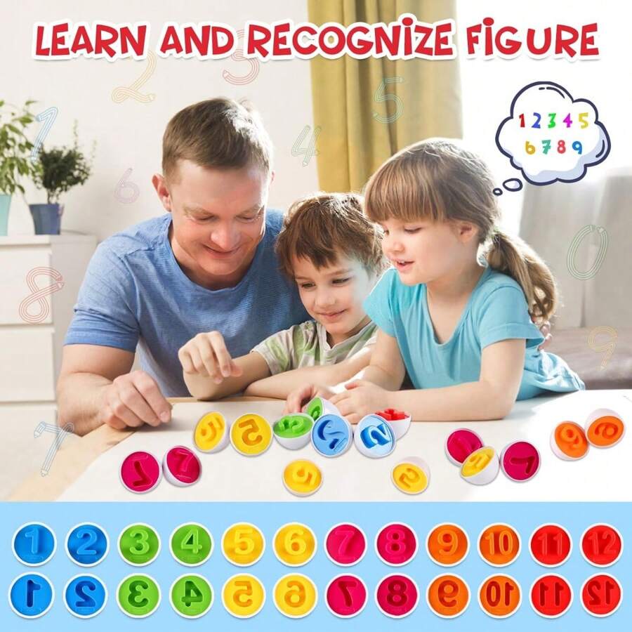 Matching Egg Toy Set - 12 Play Eggs Toddler Toys - Educational Color ...