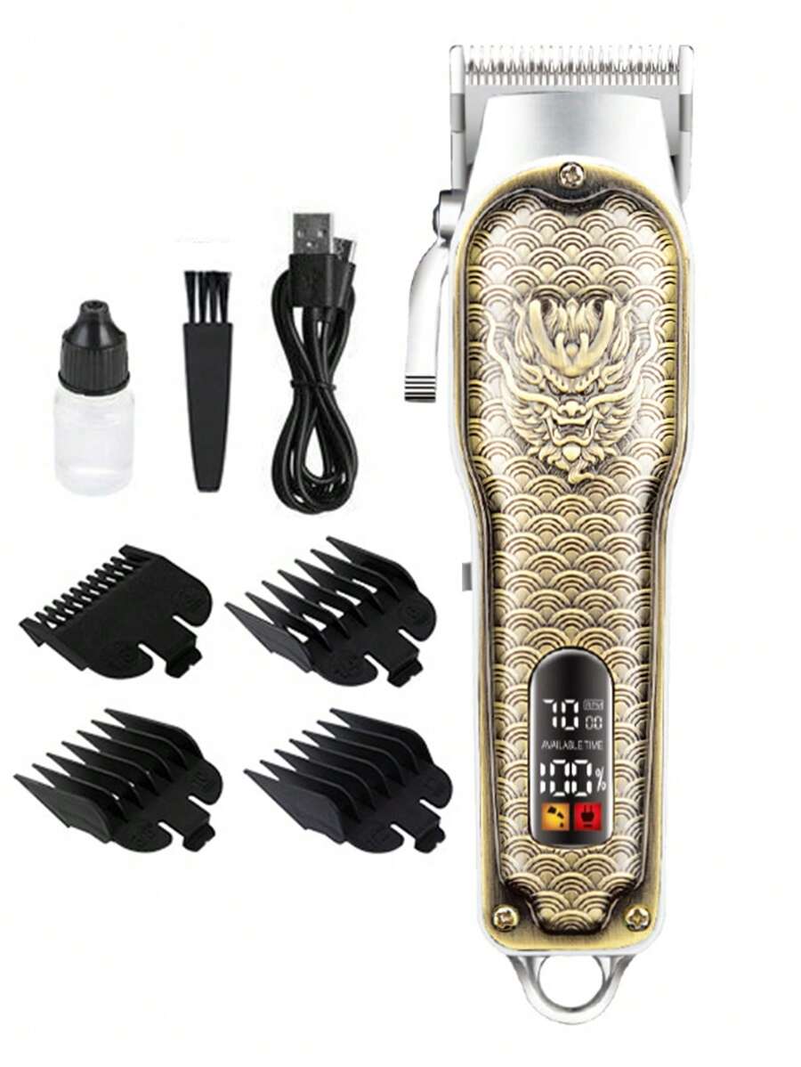 1pc Rechargeable Hair Clipper With Faucet Pattern And LCD Digital ...
