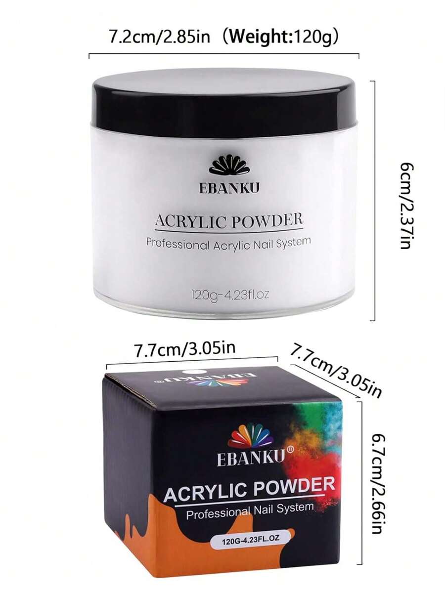 120g/4.23oz Clear Acrylic Powder, Ebanku High Capacity Professional ...