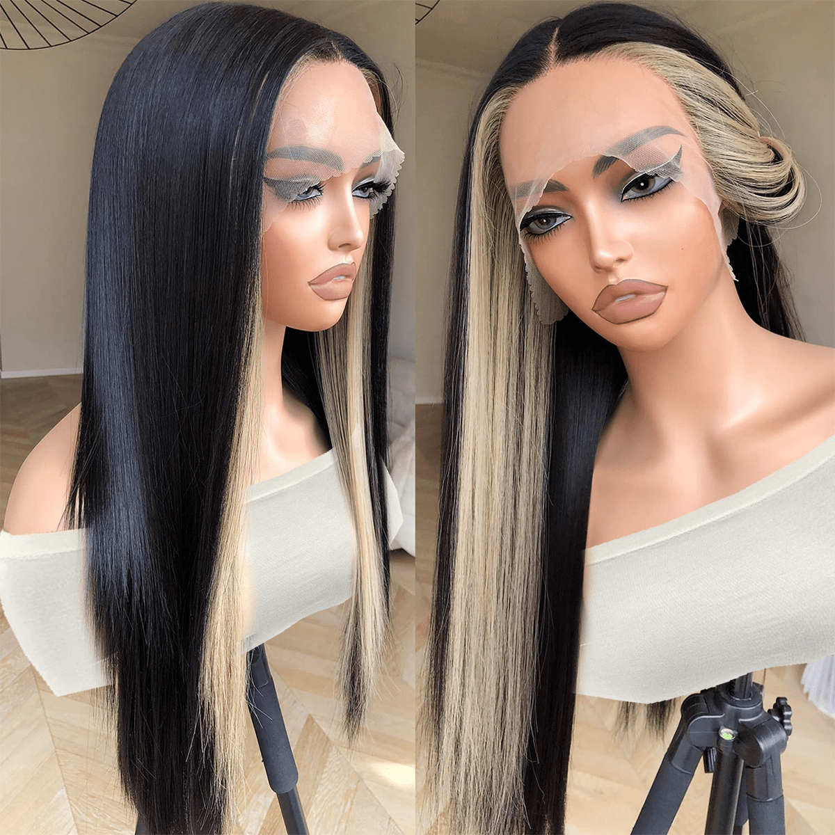 Transparent Lace Wig Straight Hair Wig Mid Split Wig 13*5*1 Lace Area ...