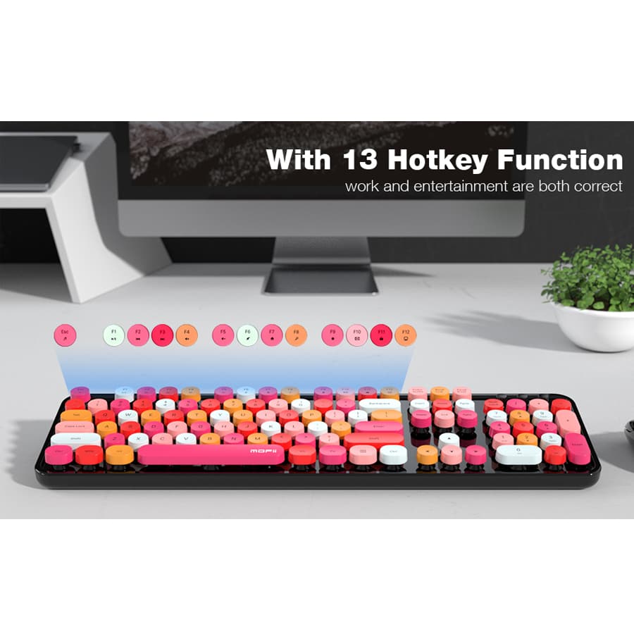 Wireless Keyboard And Mouse Combo Cute 2.4 GHz Round Keycap Colorful ...